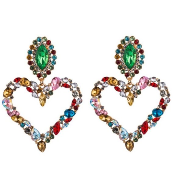 Jewelry | Hollowedout Dangle Crystal Heart Earrings | Poshmark